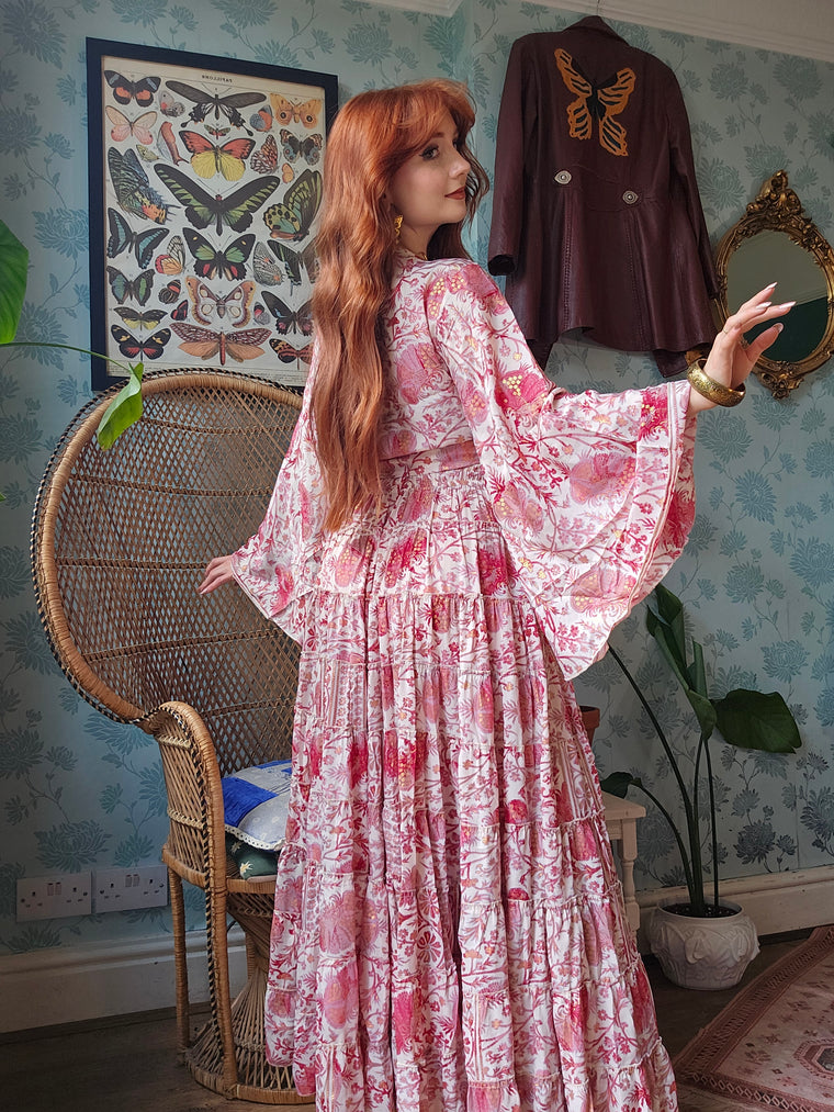 Bohemian Vintage Style Long Ruffle Skirt and Tie Top Set – karmanepalcrafts