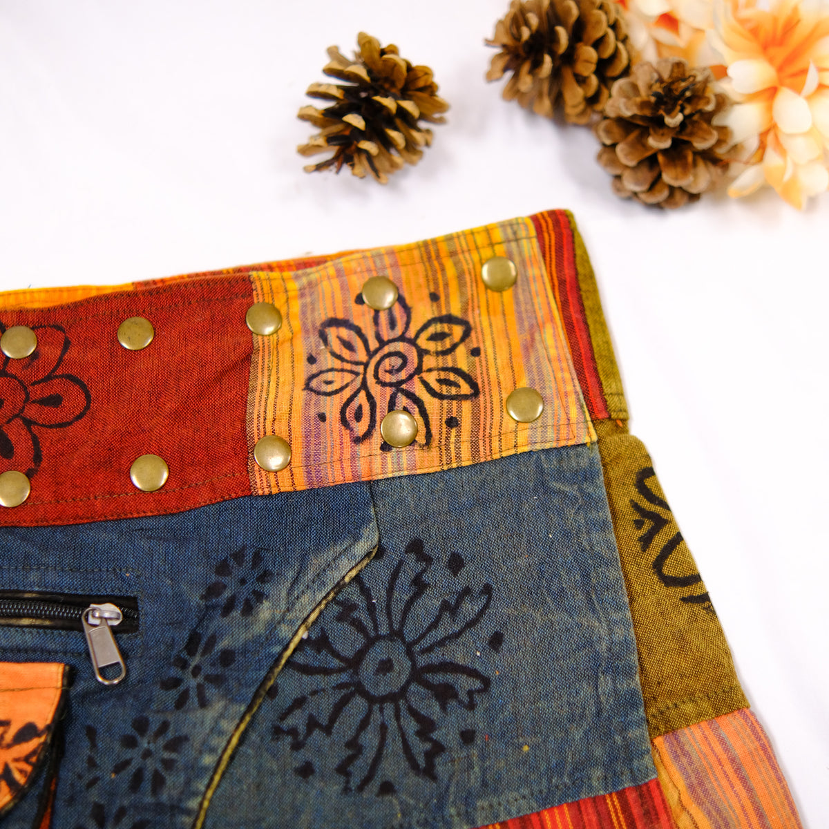 Short Patch Mini Skirt with Popper Button – karmanepalcrafts