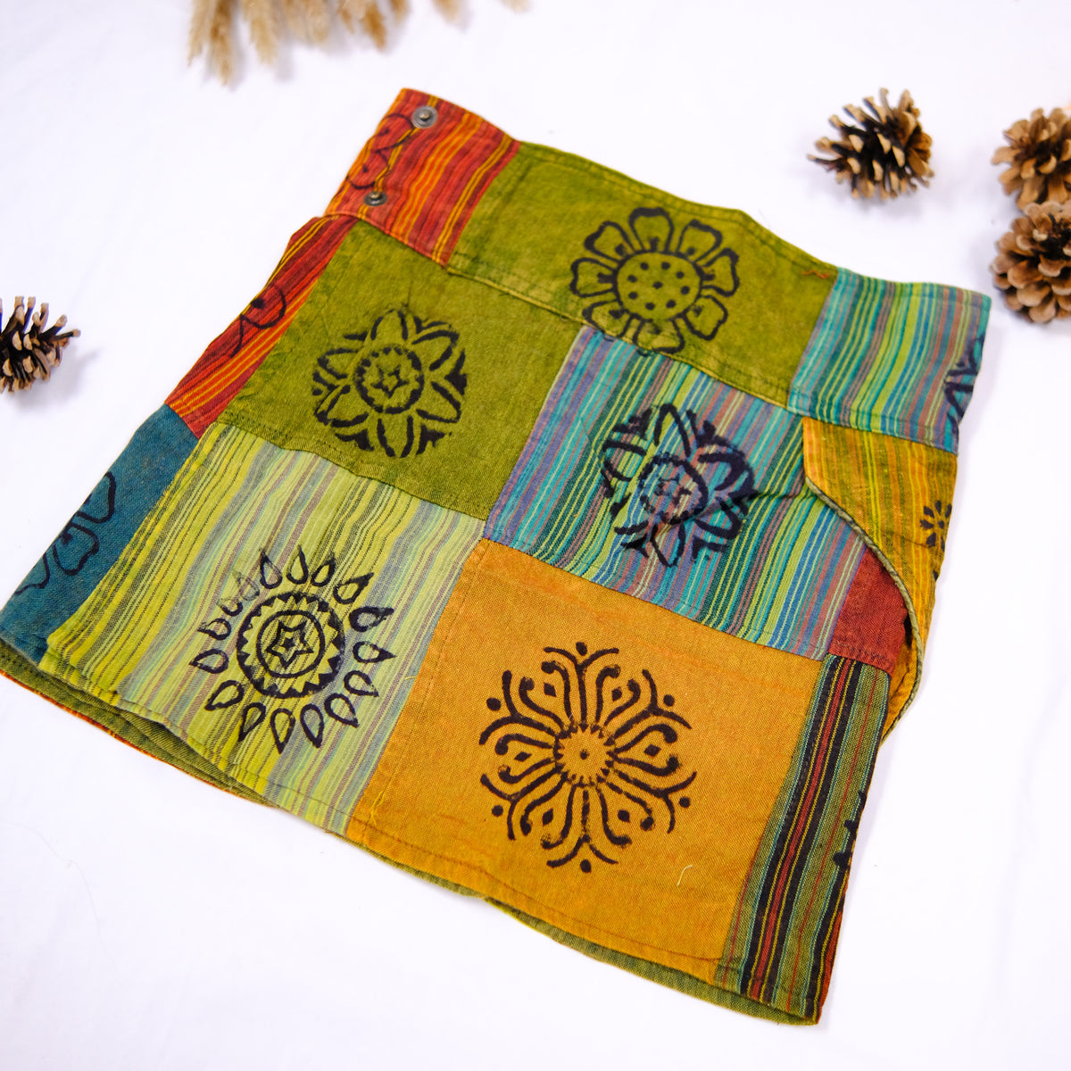 Short Patch Mini Skirt with Popper Button – karmanepalcrafts