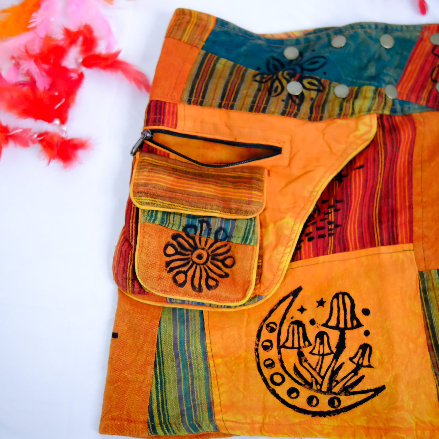 Short Patch Mini Skirt with Popper Button – karmanepalcrafts