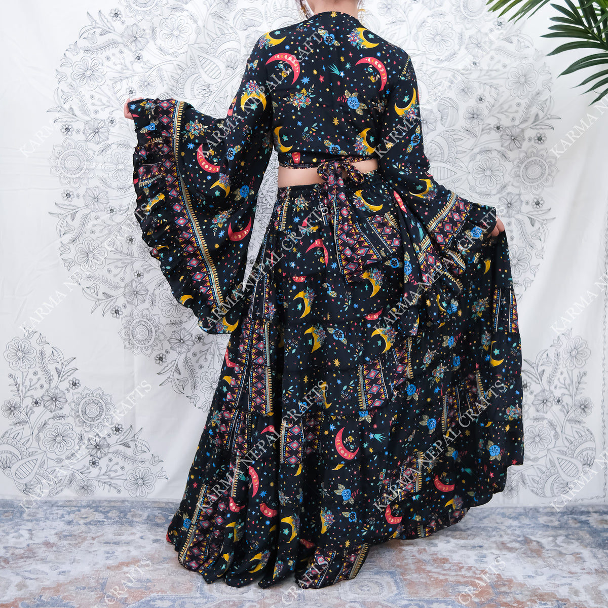 Stevie Inspired Flowy Tiered Skirt With Ruffle Top – karmanepalcrafts