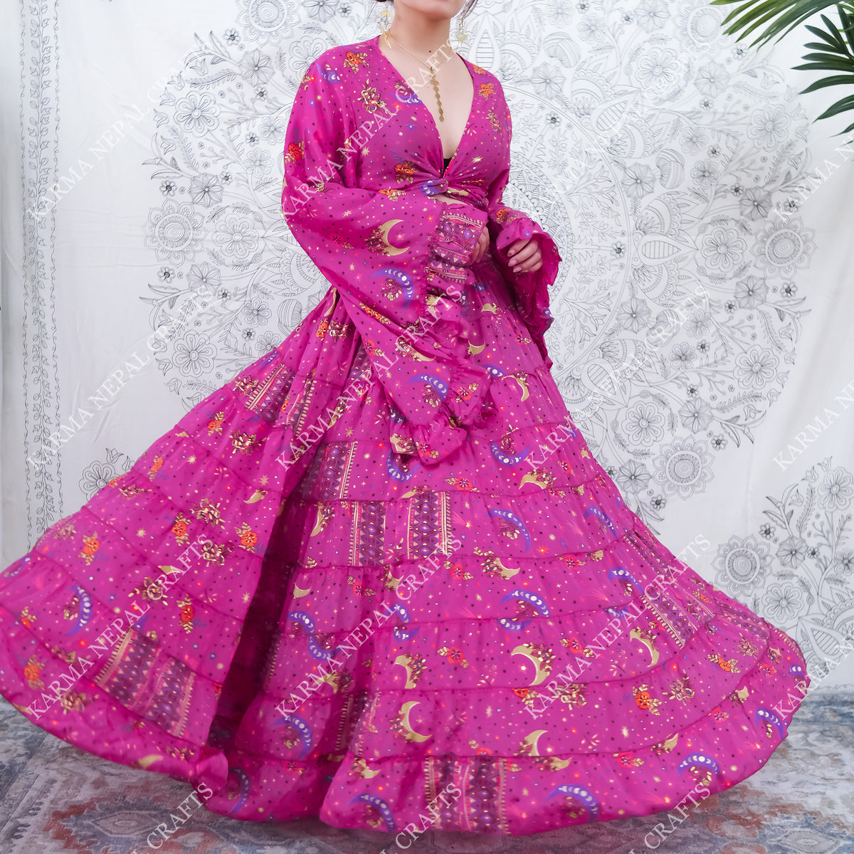 Stevie Inspired Flowy Tiered Skirt With Ruffle Top – karmanepalcrafts