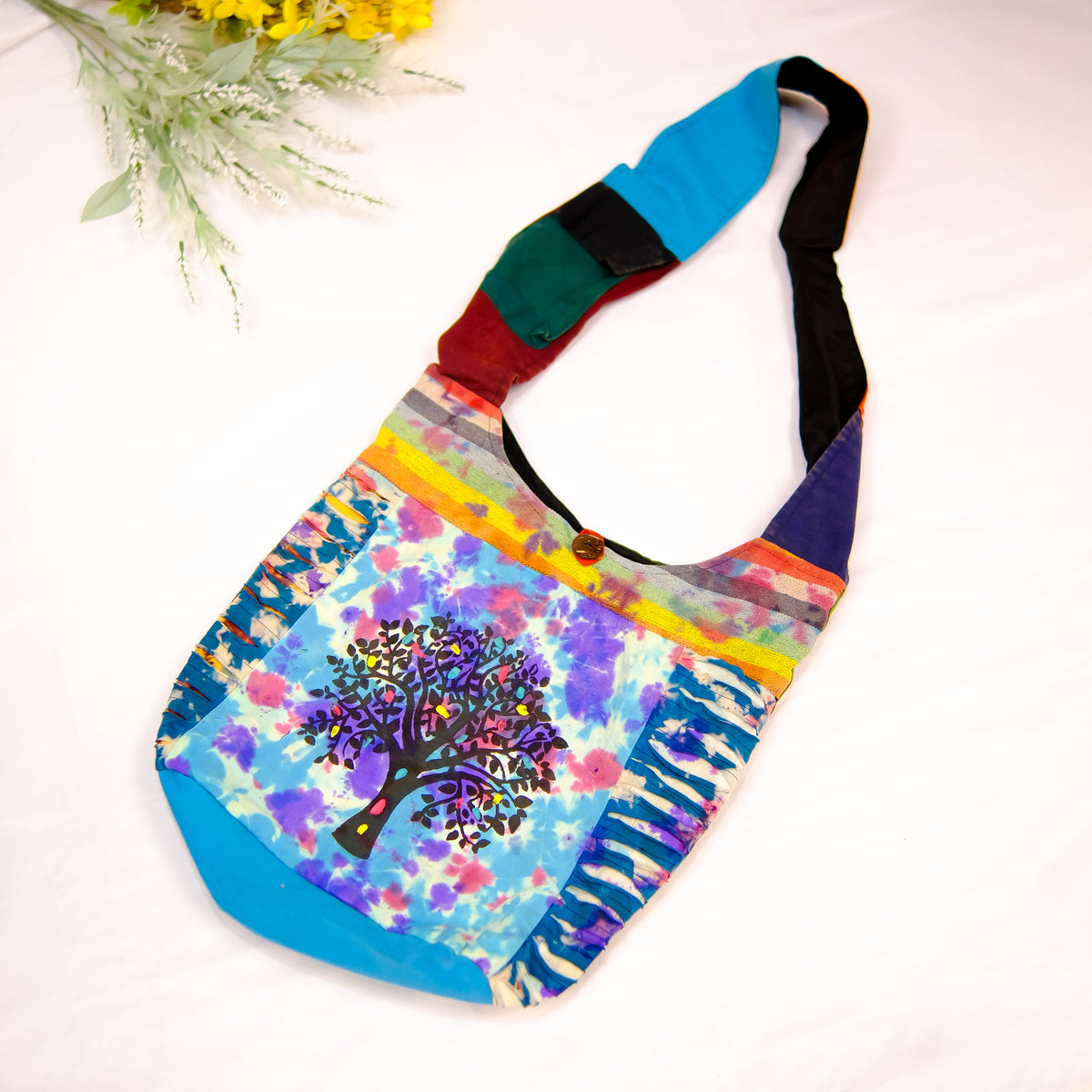 Boho Patchwork Tree of Life Messenger Bag – karmanepalcrafts