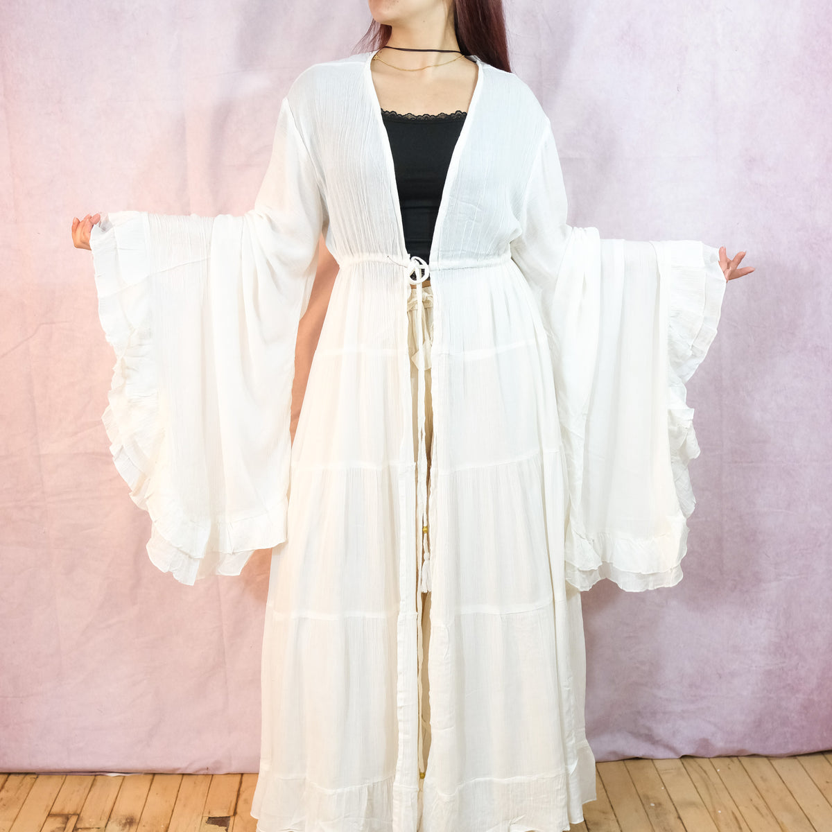 Moonlit Boho Duster with Ruffle Sleeve – karmanepalcrafts