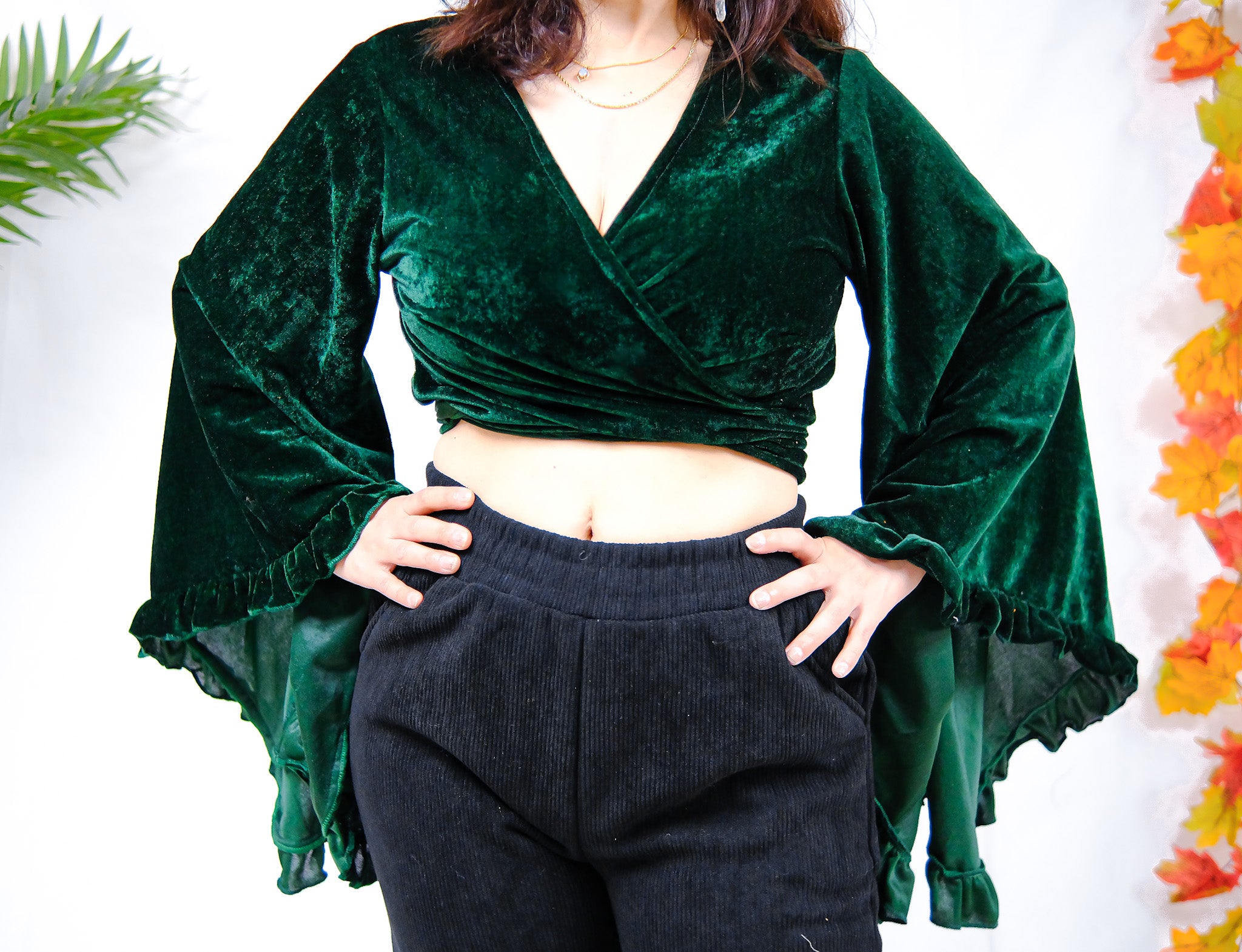 Velvet Boho Wrap Top with Ruffle Sleeve – karmanepalcrafts