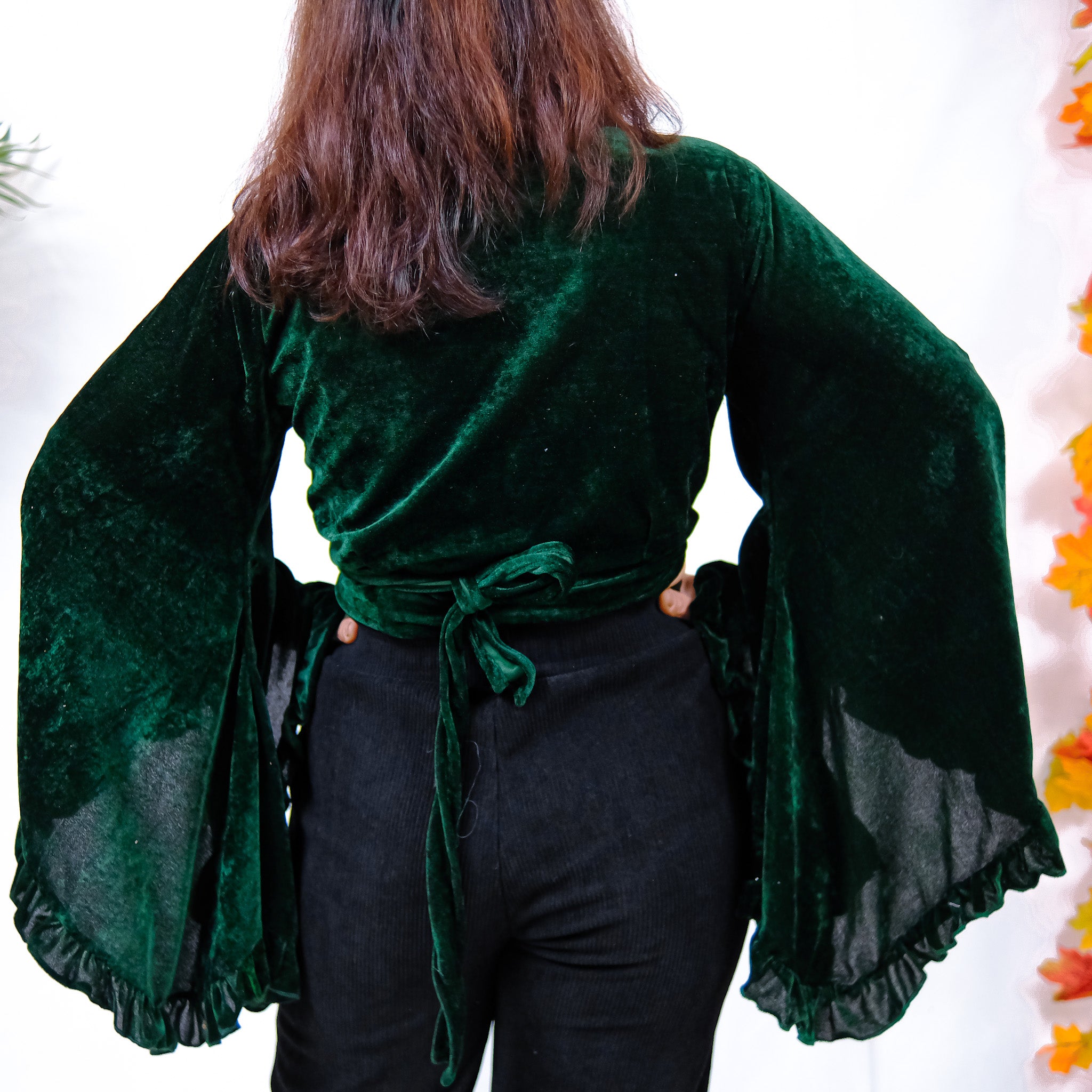 Velvet Boho Wrap Top with Ruffle Sleeve – karmanepalcrafts