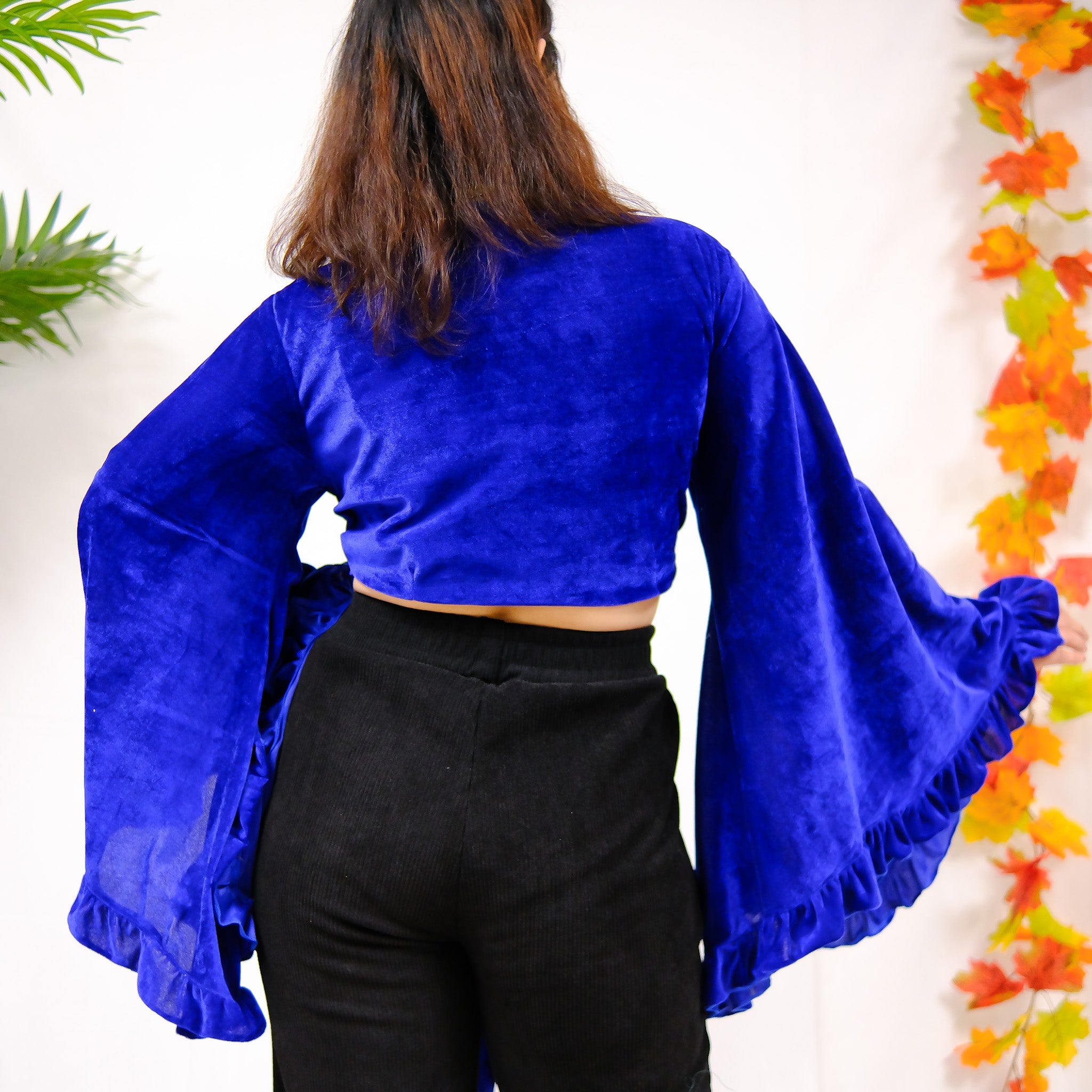 Velvet Boho Wrap Top with Ruffle Sleeve – karmanepalcrafts