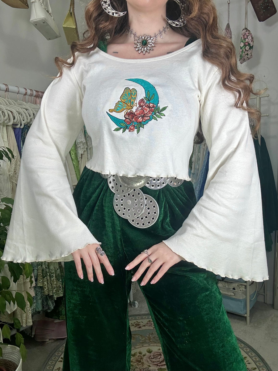 Whimsigoth Celestial Butterfly Hand Embroidered Sweater – karmanepalcrafts