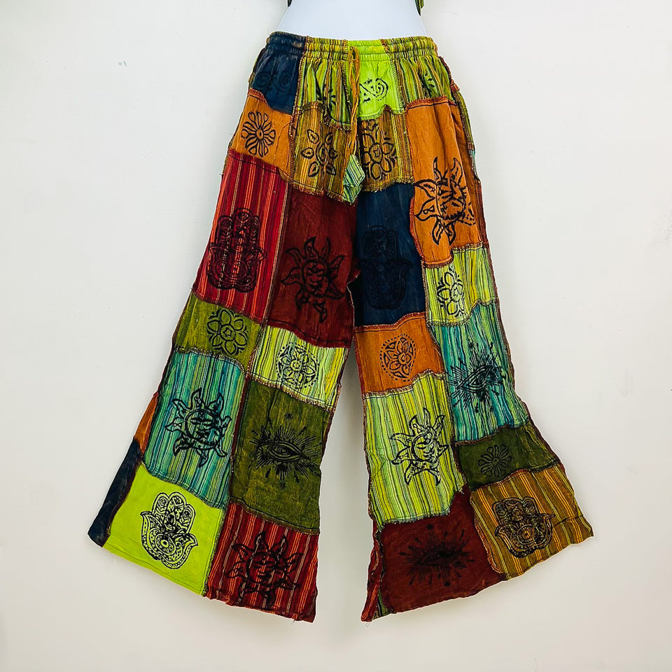 Patchwork Cotton Palazzo Wide Leg Pant Sets – karmanepalcrafts