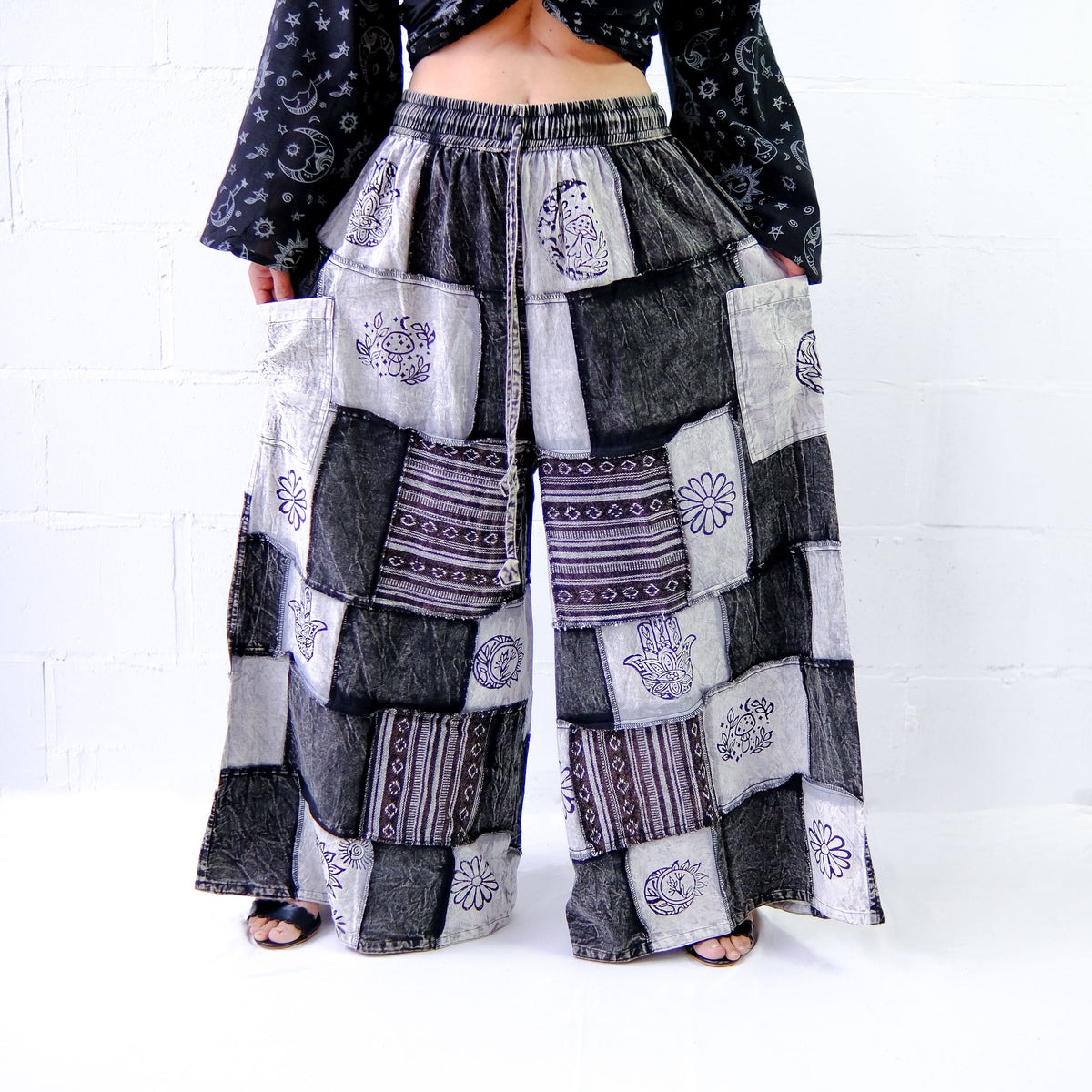 Whimsigoth Inspired Patchwork Wide Leg Pants – karmanepalcrafts