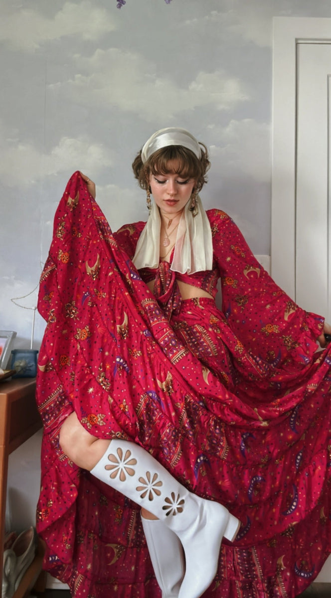 Stevie Inspired Flowy Tiered Skirt With Ruffle Top – karmanepalcrafts