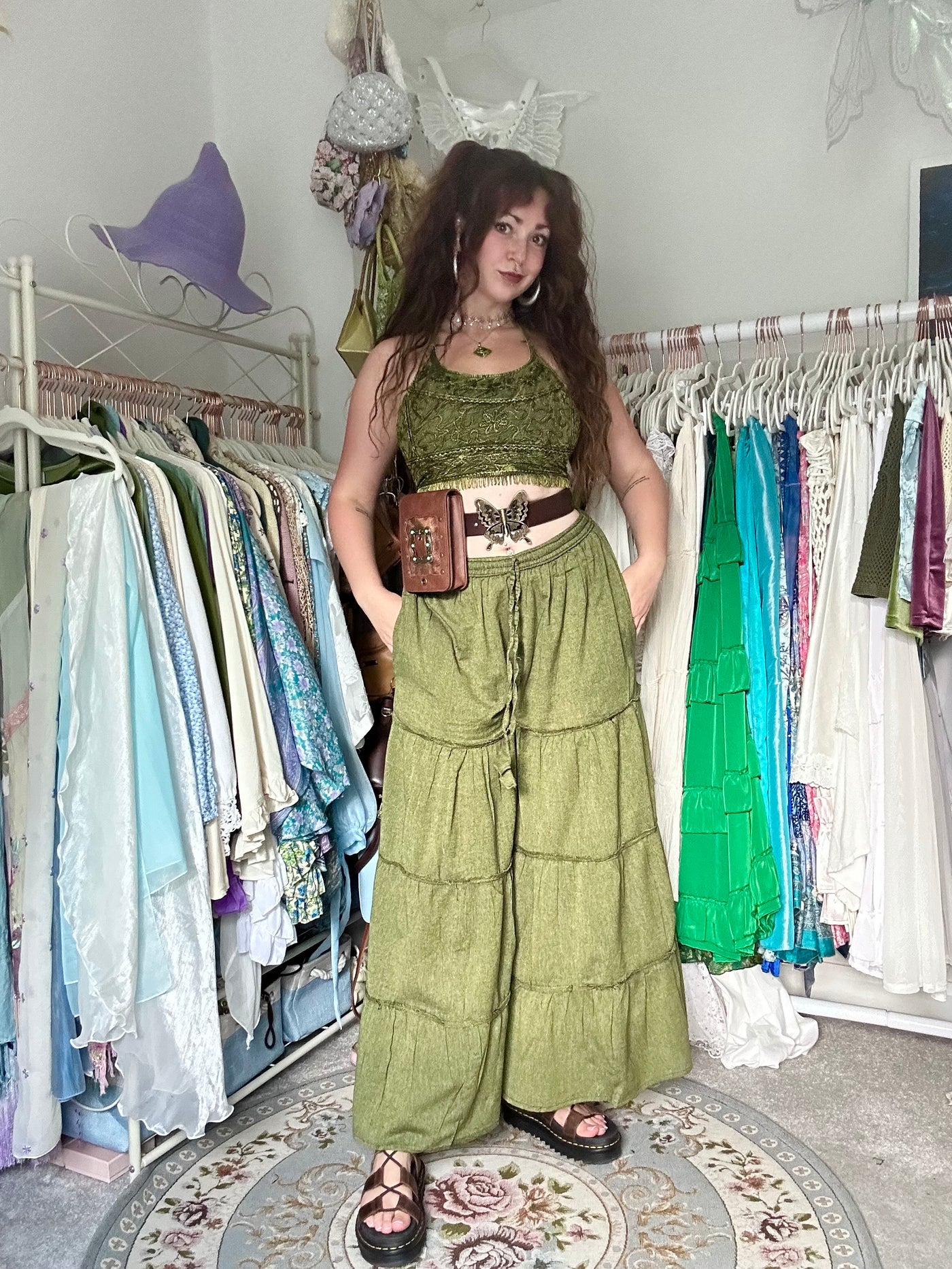 Flowy Tiered Cotton Pants with Ruffle Top – karmanepalcrafts
